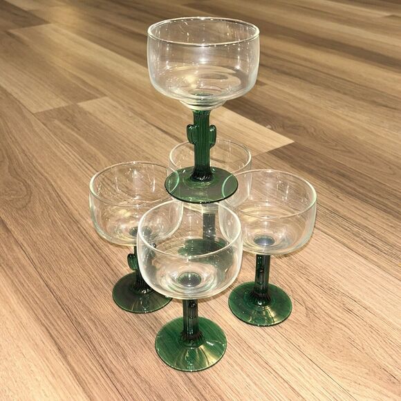 Libbey | Kitchen | Libbey Green Cactus Stemware Margarita Glasses Set ...